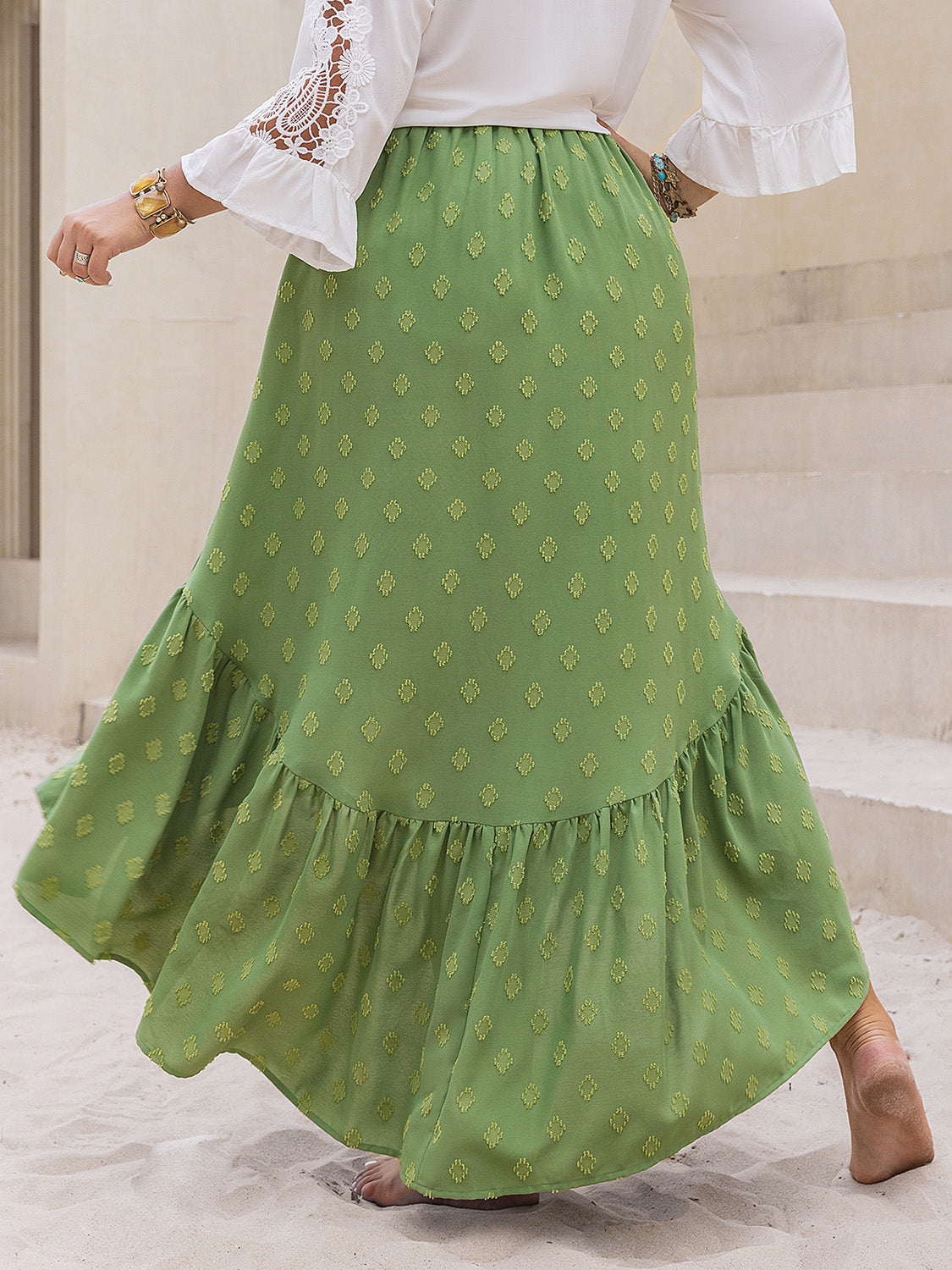 Plus Size High Low Skirt Green Chillies